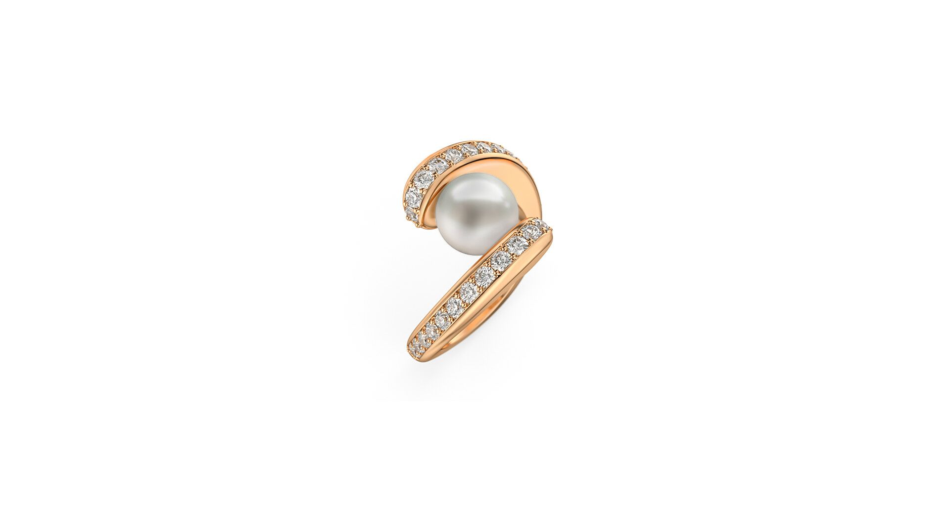 Bague MOANA en or rose 750‰ avec perle blanche